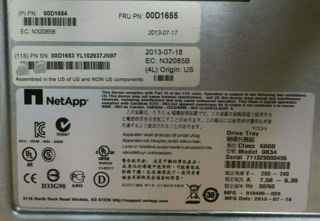 IBM NetApp DE6600 Disk Enclosure 60x 3TB 3 5" HDD 2x Control Module I/F ...