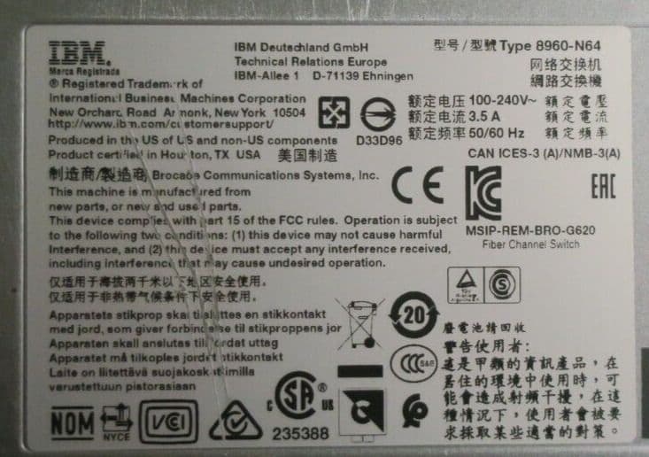 IBM SAN64B-6 48x 32Gb SFP 4x QFlex FC Switch 8960-N64 48x 32G Active Ports