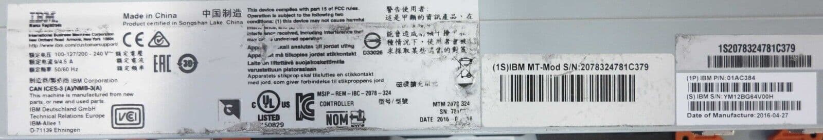 IBM Storwize V5000 Gen2 Expansion Array 19 x 600GB 15k 5 x 800Gb SSD