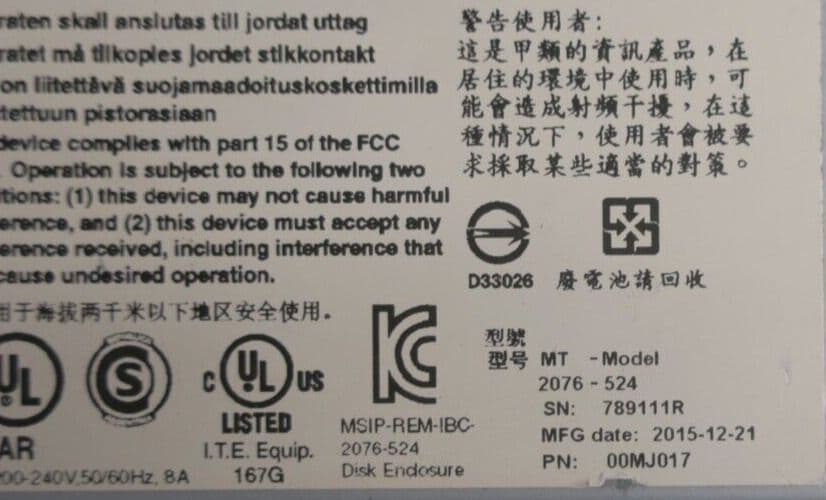 Ibm Storwize V7000 G2 Control Array 2076 524 38 2tb Storage 2x Controller Node