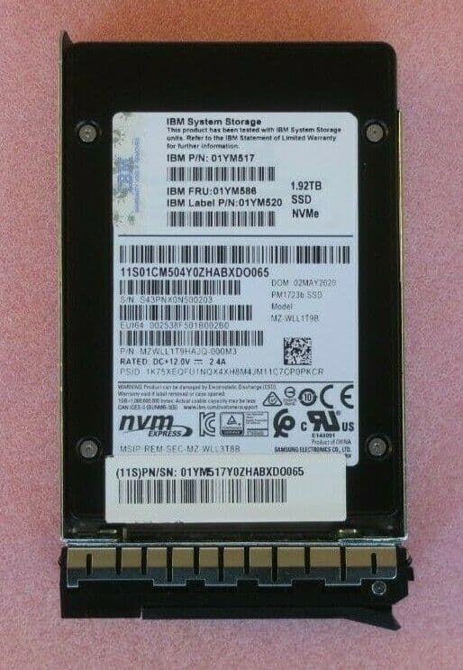 IBM Storwize V7000 G3 1 92TB PCIe NVMe 2 5" SSD - 01YM586 01YM517 MZ ...