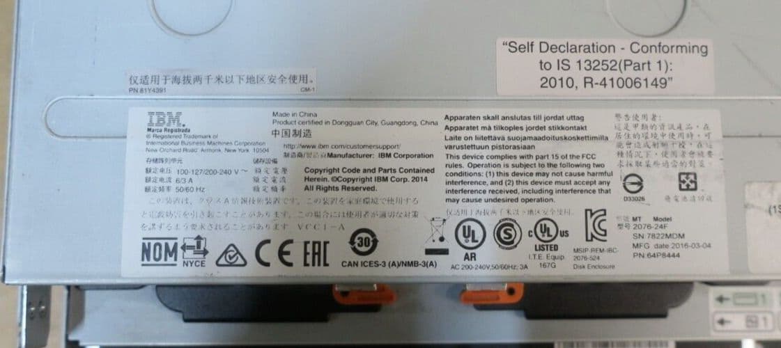 IBM Storwize V7000 Gen2 Expansion Array 2076-24F 24x 2 5" Bay 2x SAS ...