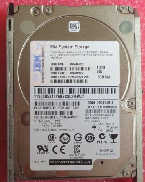 IBM Storwize V7000 Gen2 G2 1 2TB 10K SAS 6G 2076-AHF3 2 5" HDD 00AR327 ...