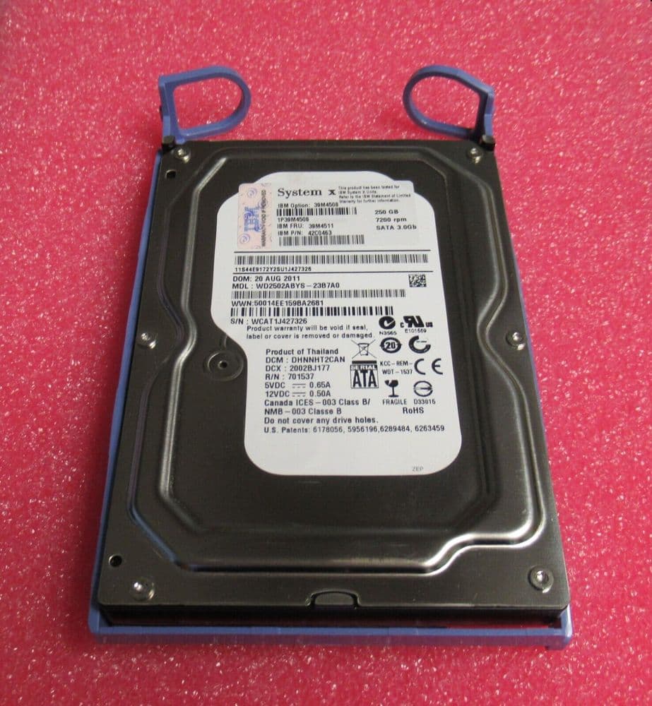 IBM Western Digital 250GB 3 5" SATA 3GB/s 7 2k HDD Hard Drive 39M4511 ...