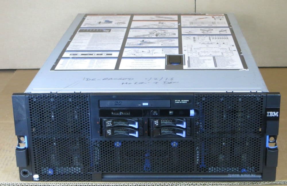 IBM X3850 M2 4x SIX-CORE XEON E7450 2 4GHz 64GB RAM 4x 72GB RAID Rack ...