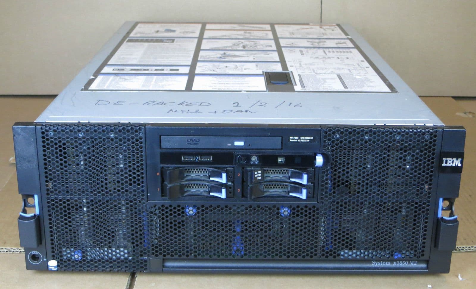 IBM X3850 M2 4x SIX-CORE XEON E7450 2 4GHz 64GB RAM 4x 73GB RAID Rack ...