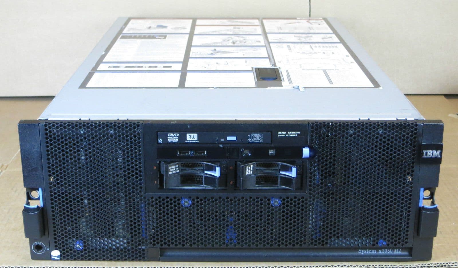 IBM X3950 M2 4x Quad Core XEON X7350 2 93GHz 40GB RAM 2x 73GB RAID Rack ...