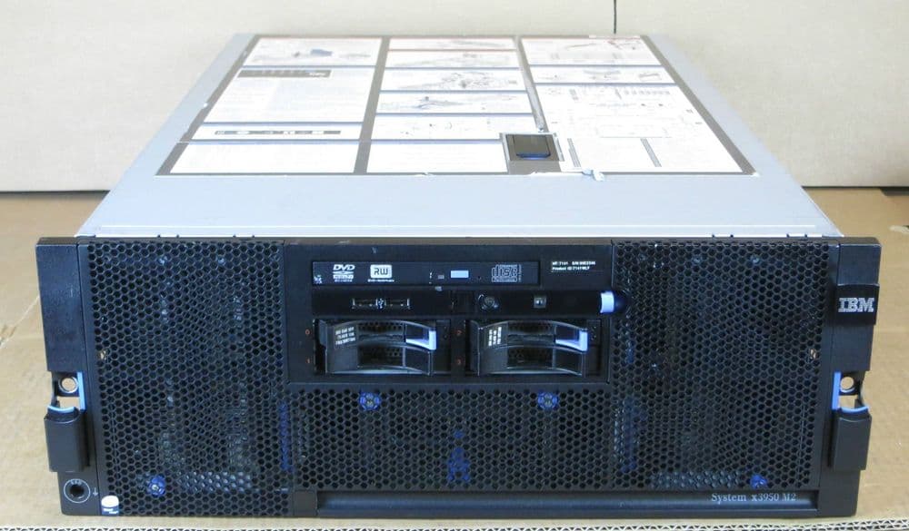IBM X3950 M2 4x Quad Core XEON X7350 2 93GHz 40GB RAM 2x 73GB RAID Rack ...