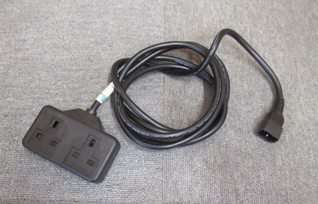 IEC C14 Male To 2 Gang UK Socket Black Extension Mains Cable 4 5M
