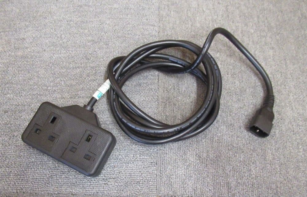 IEC C14 Male To 2 Gang UK Socket Black Extension Mains Cable 4 5M