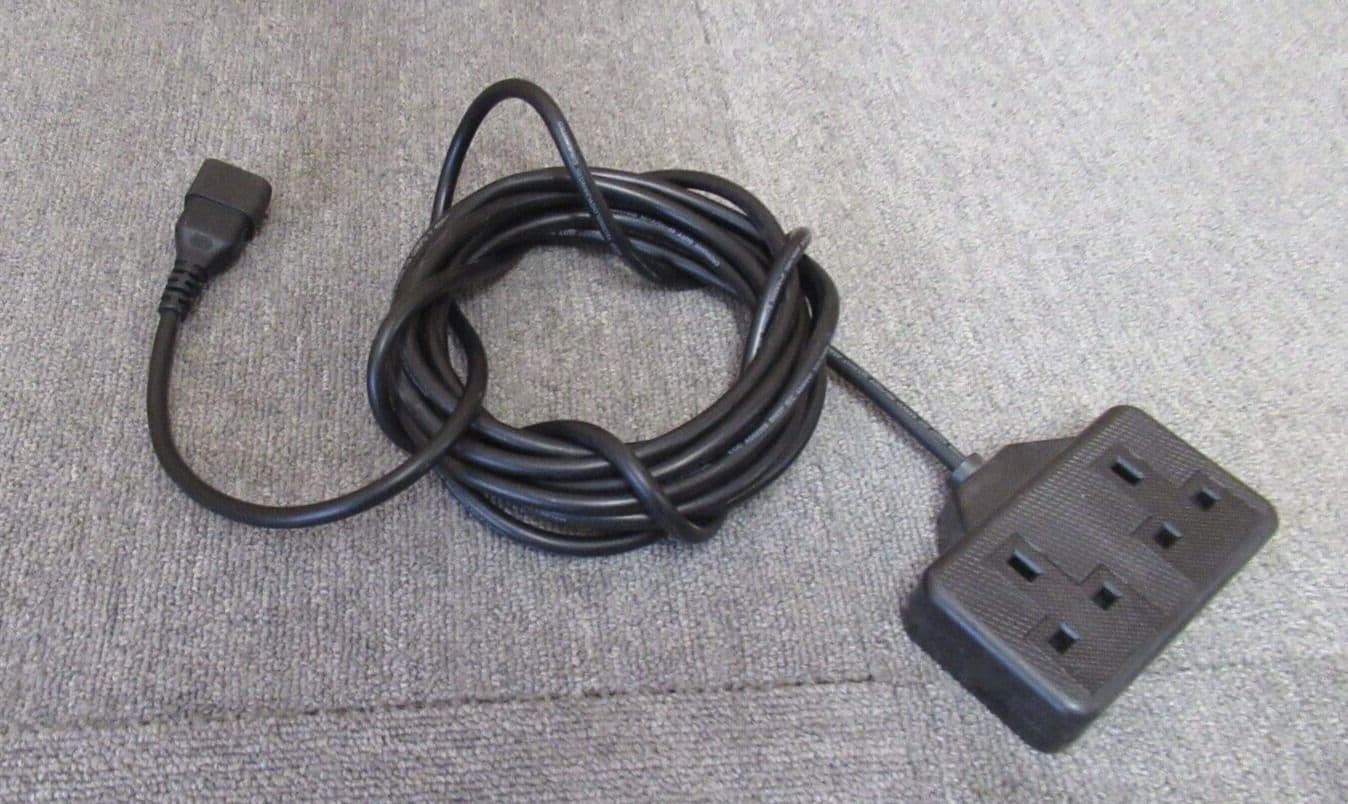 IEC C14 Male To 2 Gang UK Socket Black Extension Mains Cable 4 5M