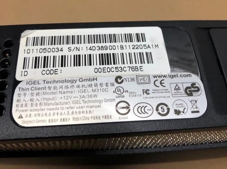 IGEL M310C Universal Desktop Thin Client VIA Nano U3400 800Mhz 1GB Ram 1GB CF