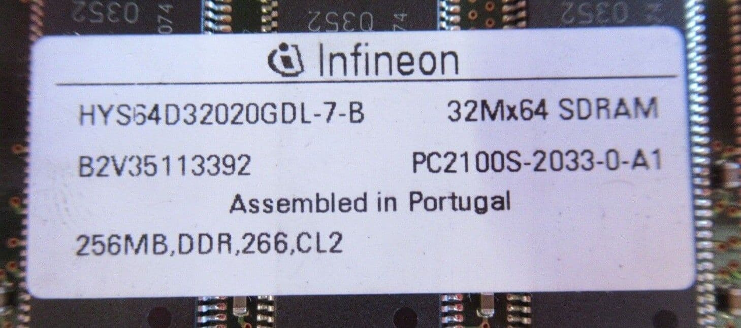 Infineon HYS64D32020GDL-7-B 256MB PC2100 266MHz CL2 5 200-Pin SoDimm Memory