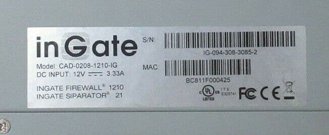 inGate S21 SIParator Firewall Security VPN Appliance CAD-0208-1210-IG