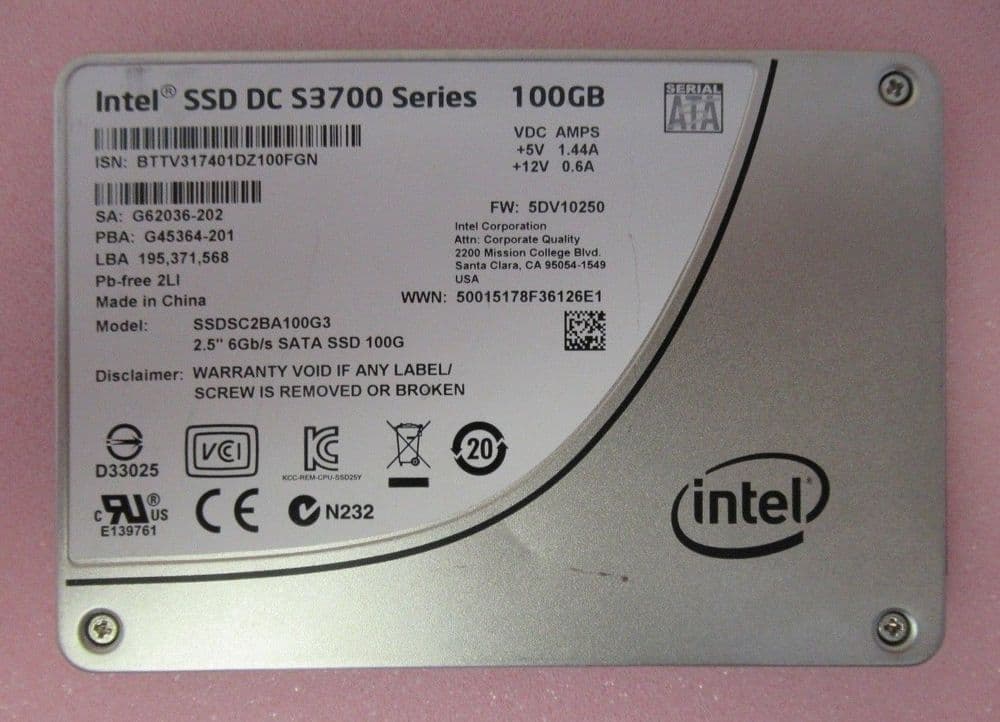 Intel DC S3700 Series 100GB 2 5" SATA III MLC 3GB/s SSD SSDSC2BA100G3 ...