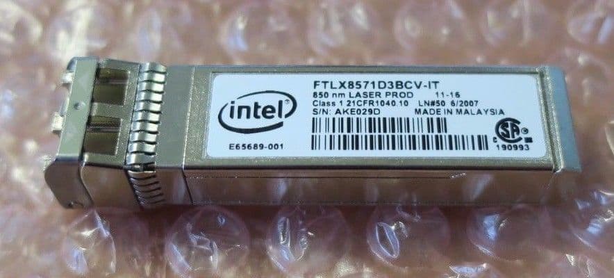Intel FTLX8571D3BCV-IT 10GBASE-SR SFP Optic Module 850nm E65689-001