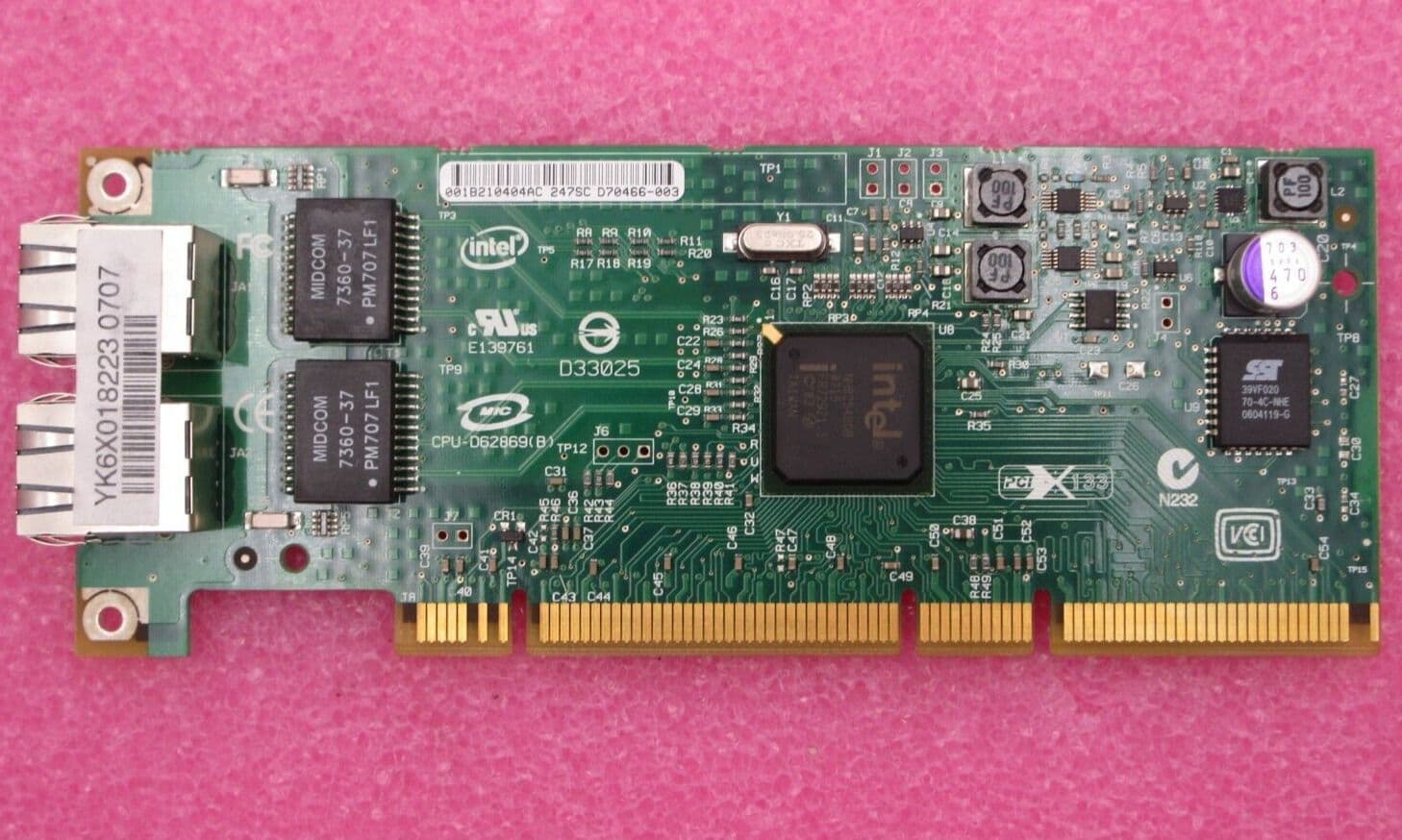 Intel PWLA8492GTG2L20 D70466-003 PRO/1000 GT Dual-Port PCI-X Server Adapter