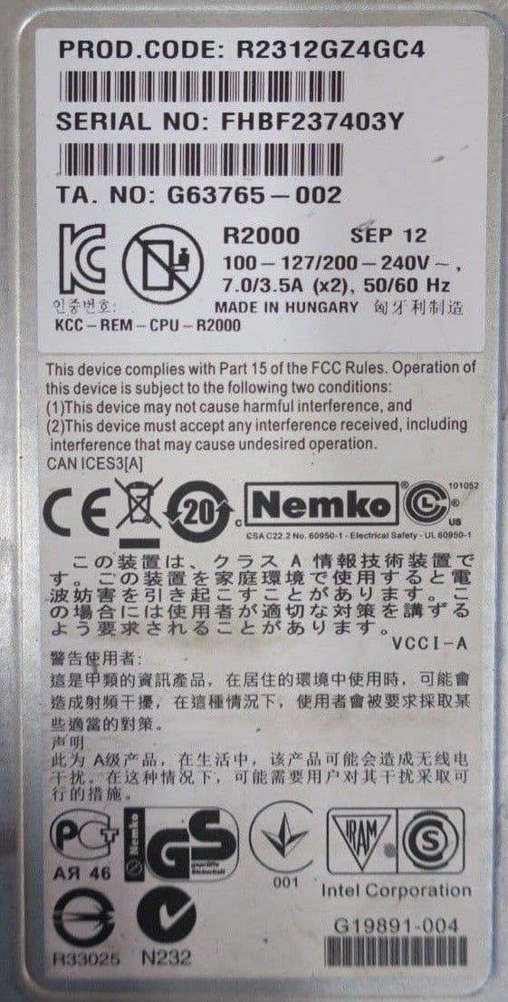 Intel R2312GZ4GC4 R2000 2x 6-Core XEON 64GB 36 4TB HDD/SSD 2U Storage ...