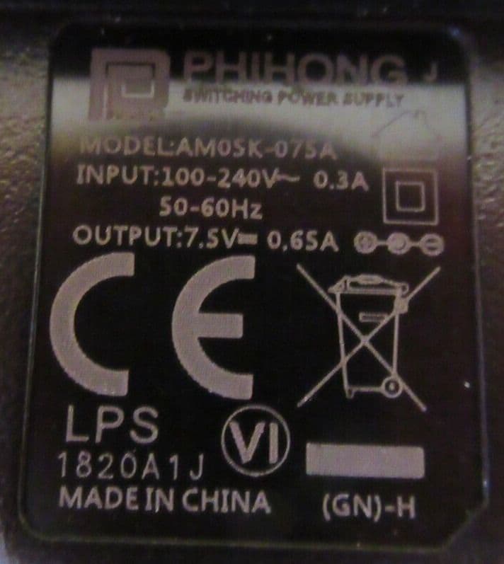 Jabra Phihong AM05R-075A UK Plug Switching AC Power Adapter 4 87W 7 5V ...