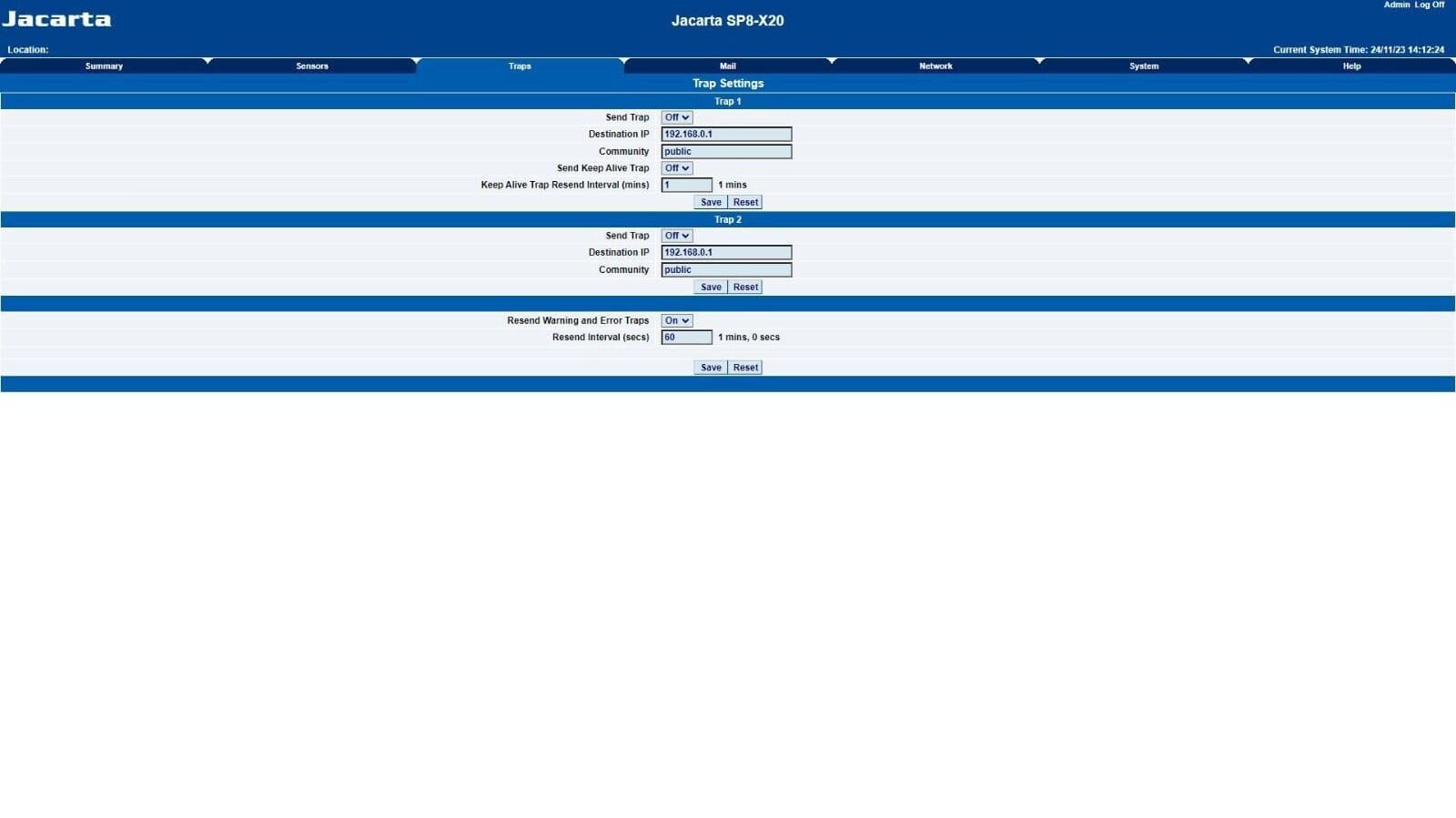 Jacarta SP8-X20 SNMP and Web Enabled Intelligent Monitoring Device JAC ...