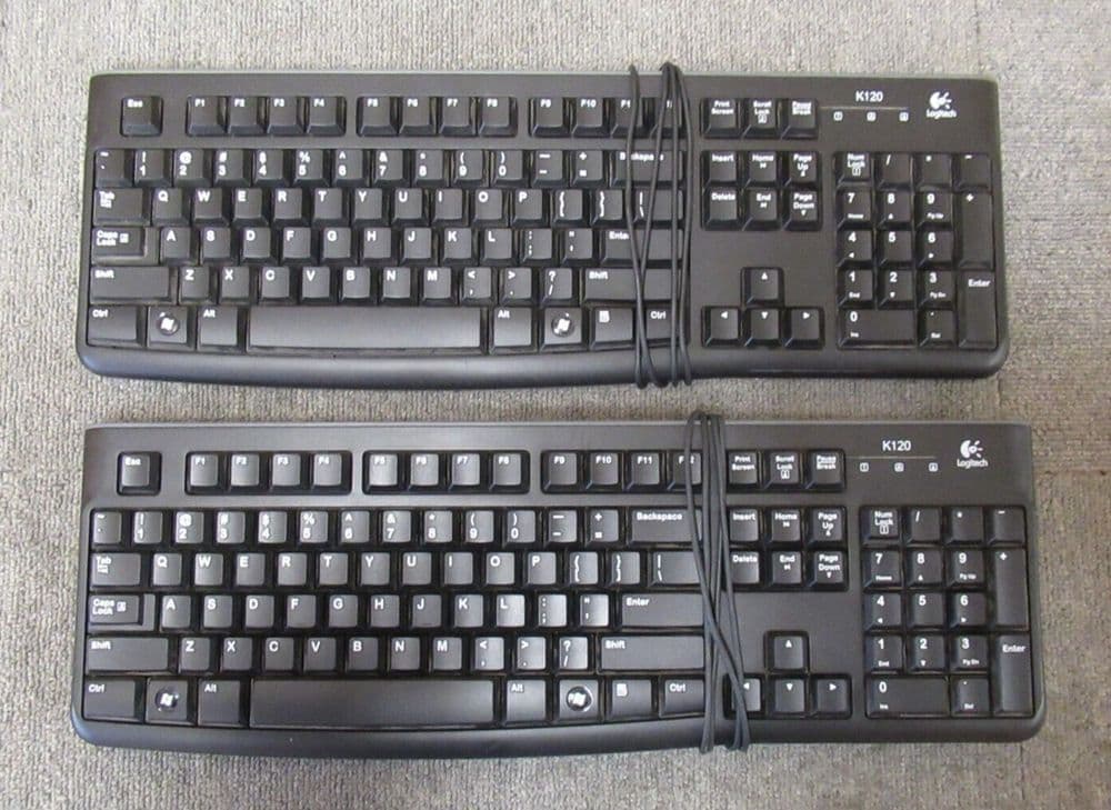 Job Lot 2 x Logitech K120 820-003292 Standard USB Wired Black UK QWERTY ...