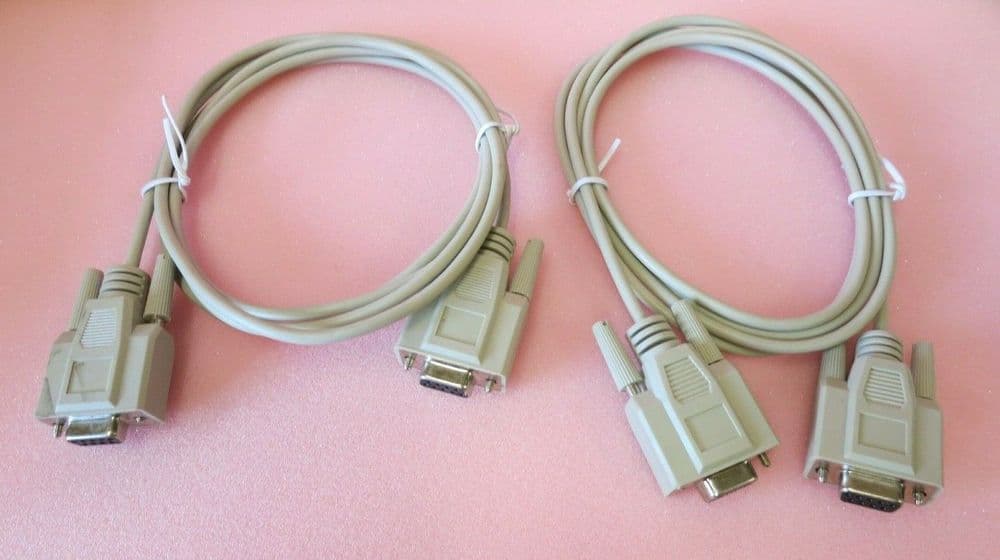 Job Lot 2 x New 1M VGA Serial Cable Grey D9 Way Female To D9 Way Female