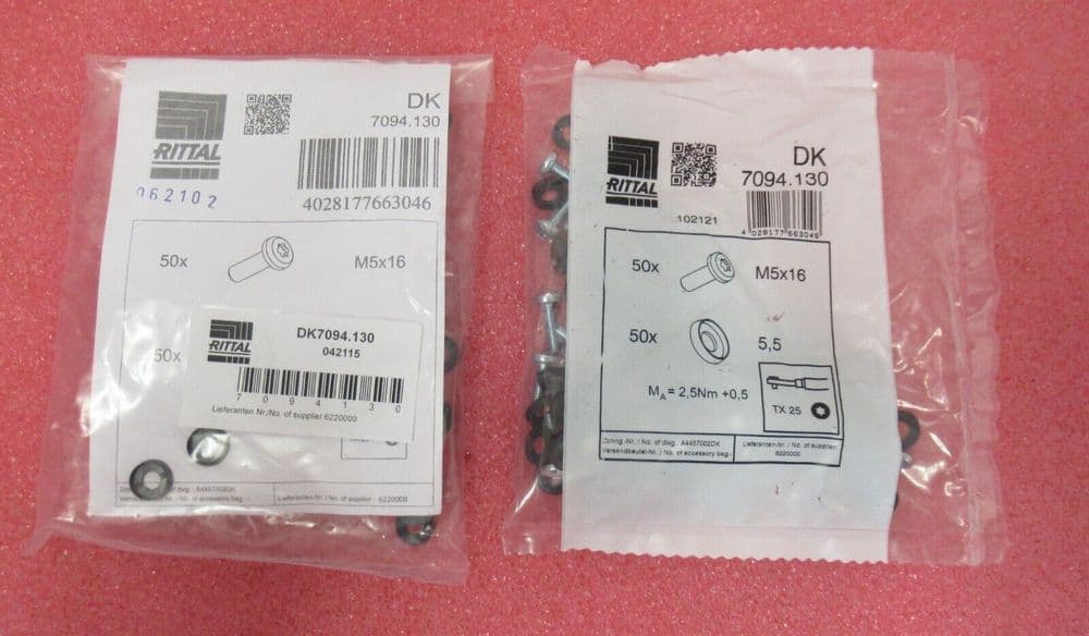 Job Lot 2 x NEW Rittal DK7094 130 Multi-Tooth Mounting Screws M5 16mm