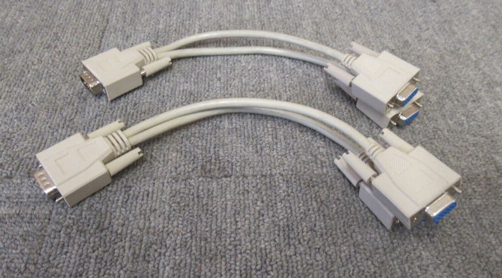 Job Lot 2 x VGA 15-Pin Male To Dual VGA 15-Pin Female Splitter Cable