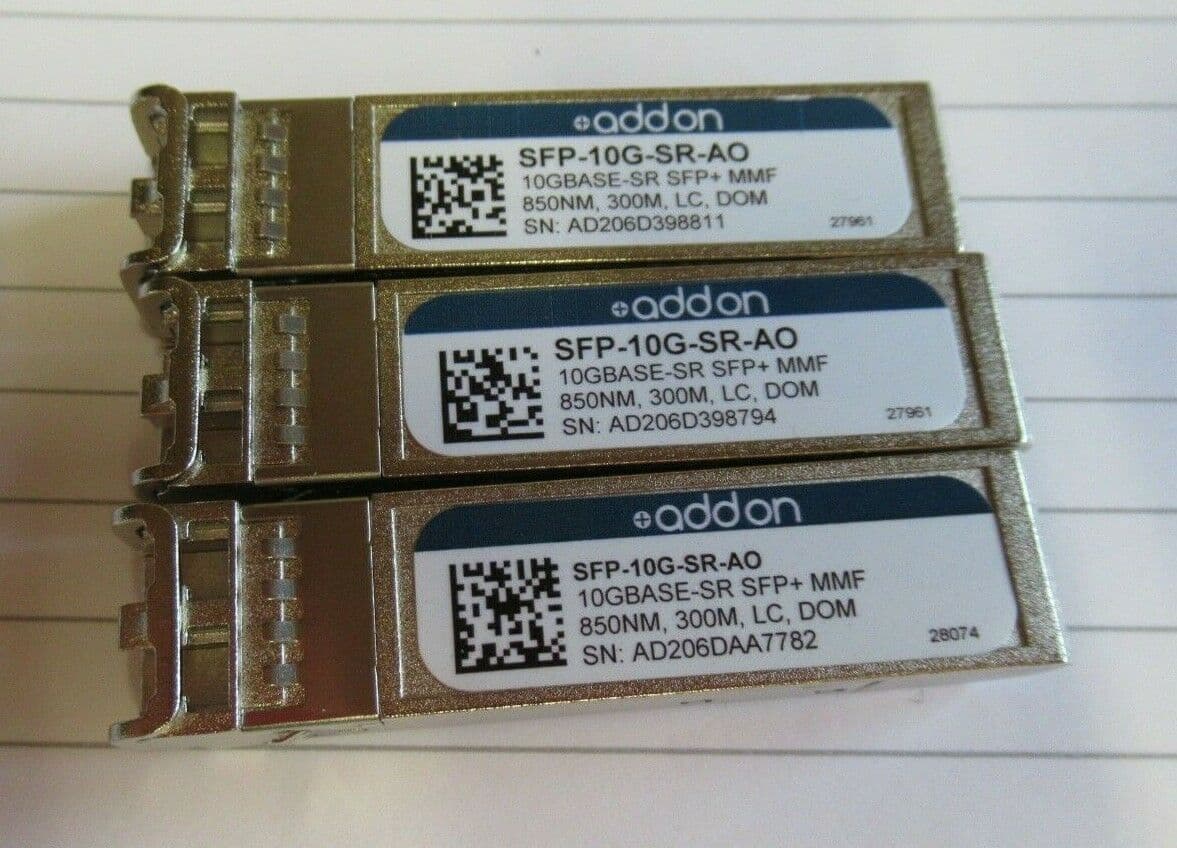 Job Lot 3 x AddOn SFP-10G-SR-AO 10GBase-SR Multi-mode Duplex LC SFP ...