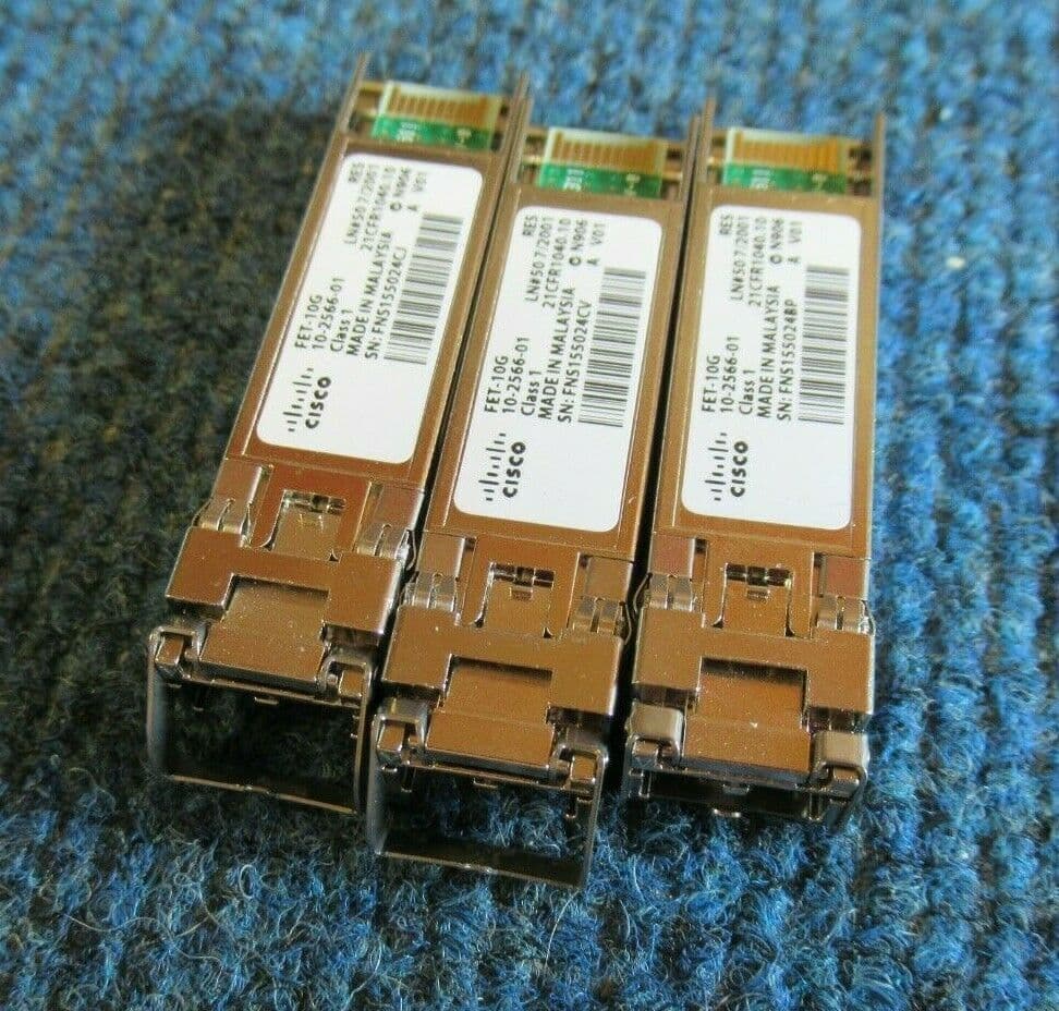 Job Lot 3 x Cisco 10-2566-01 FET-10G Multi-mode Fiber Duplex LC SFP ...