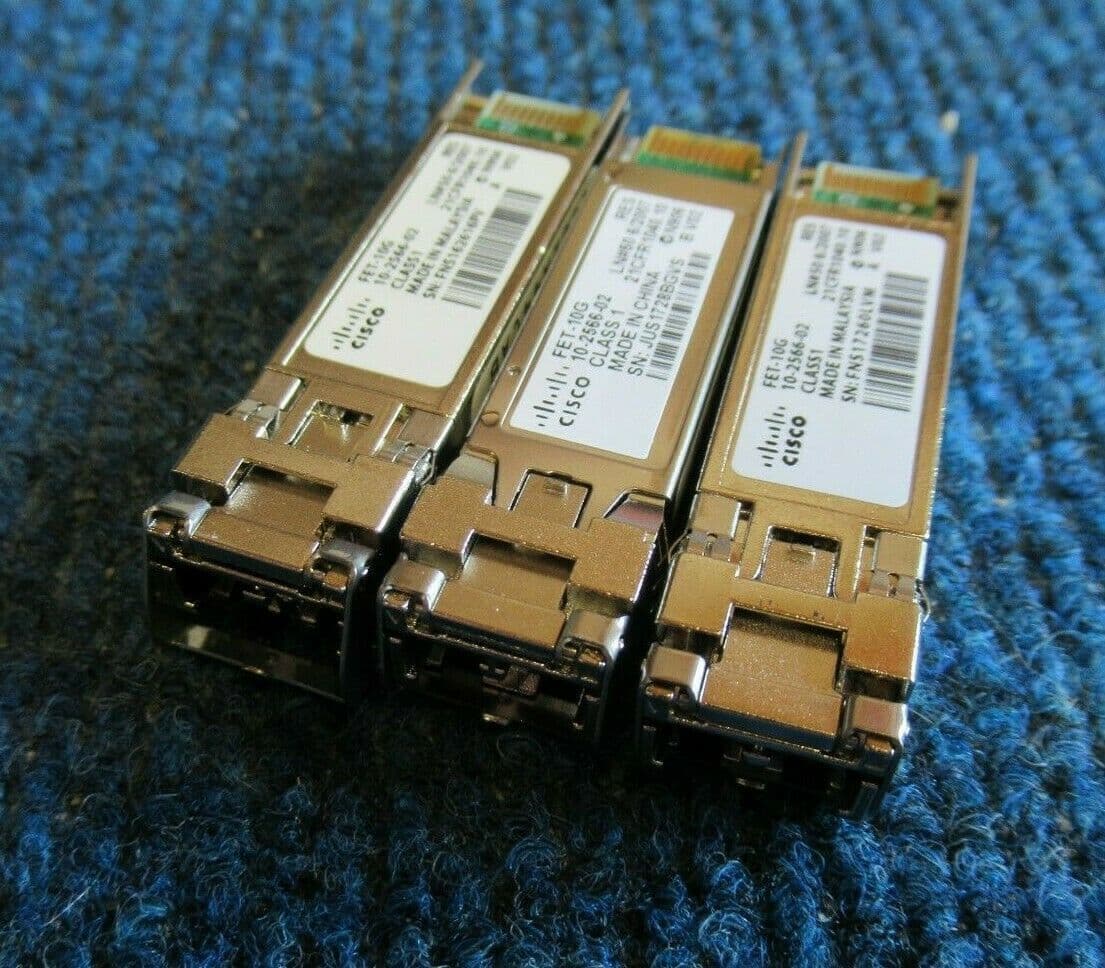 Job Lot 3 x Cisco 10-2566-02 FET-10G Multi-Mode Fibre 850nm SFP Transceiver