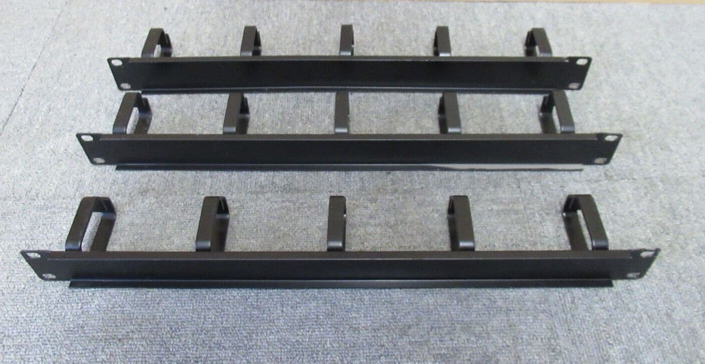 Job Lot 3 x Lindy 1U 19" 5 Ring Cable Tidy Management Panel Vertical Black
