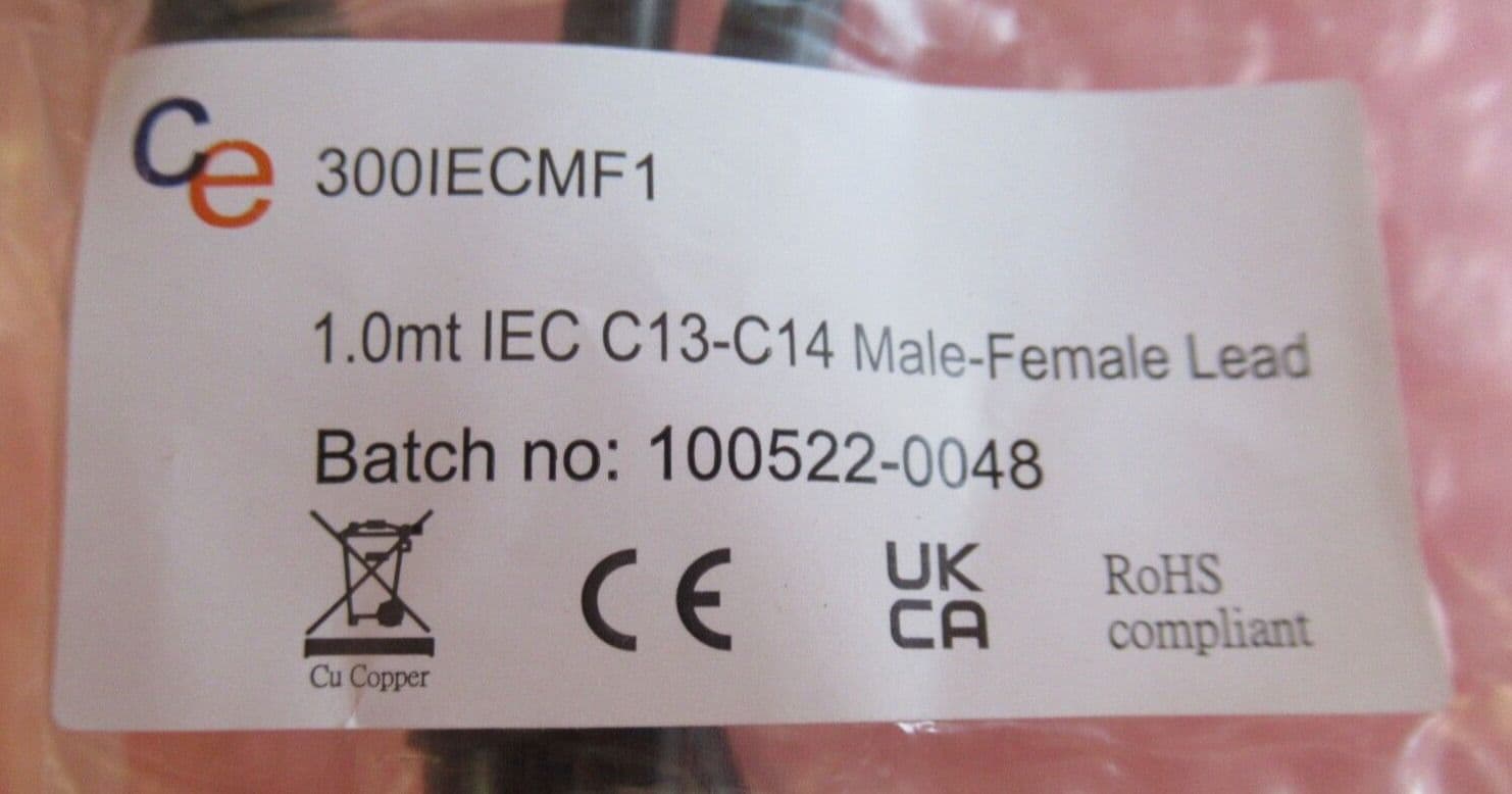 Job Lot 3 x New Comms Express 300IECMF1 C14 Male To C13 Female 1M Power ...