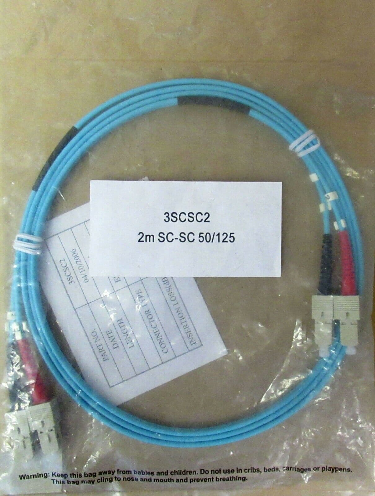 Job Lot 3 x SC-SC 50/125 Duplex Multimode OM3 Fibre Lead Aqua Blue SC-SC 2m