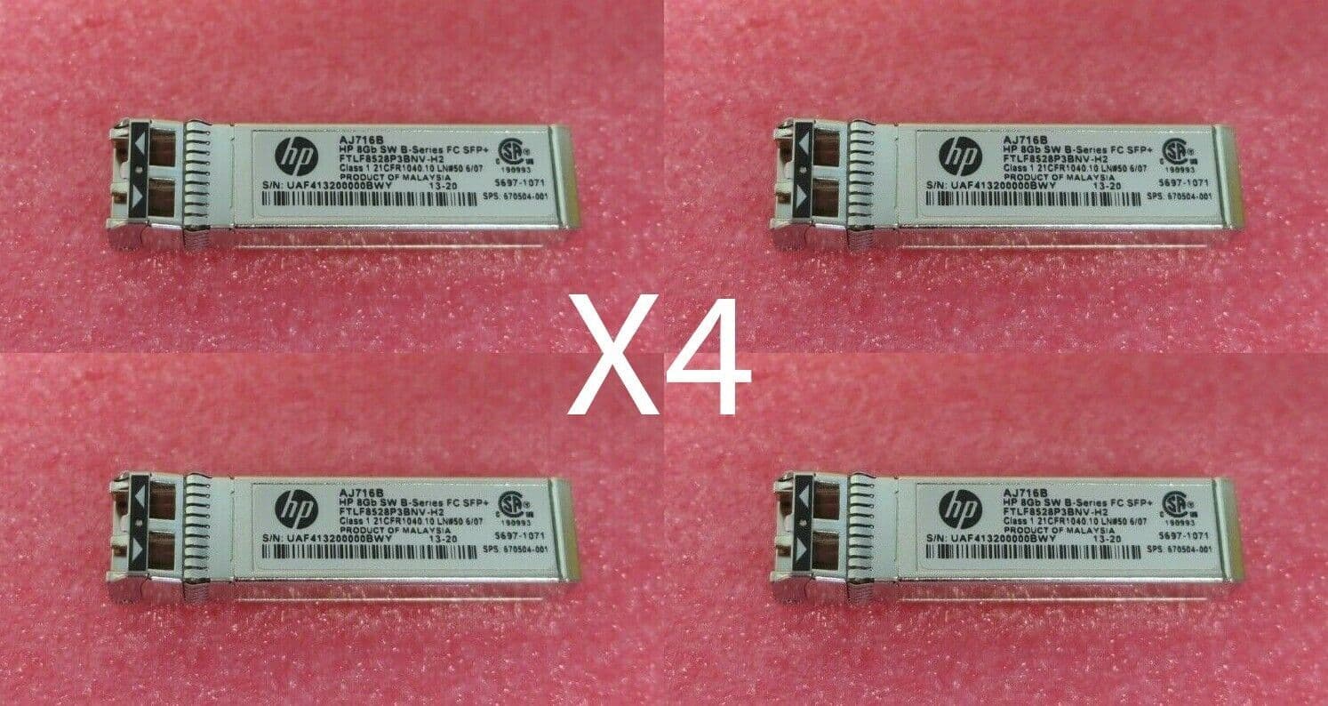 Job Lot 4 x HP AJ716B 8G 8Gb FC B-Series 670504-001 FTLF8528P3BNV-H2 ...