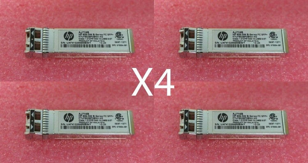 Job Lot 4 x HP AJ716B 8G 8Gb FC B-Series 670504-001 FTLF8528P3BNV-H2 ...
