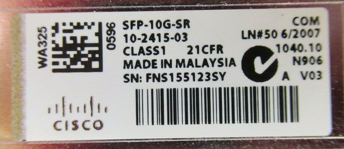 Job Lot 5 x Cisco 10-2415-03 SFP-10G-SR 10GBase-SR 850nm LC SFP Transceiver