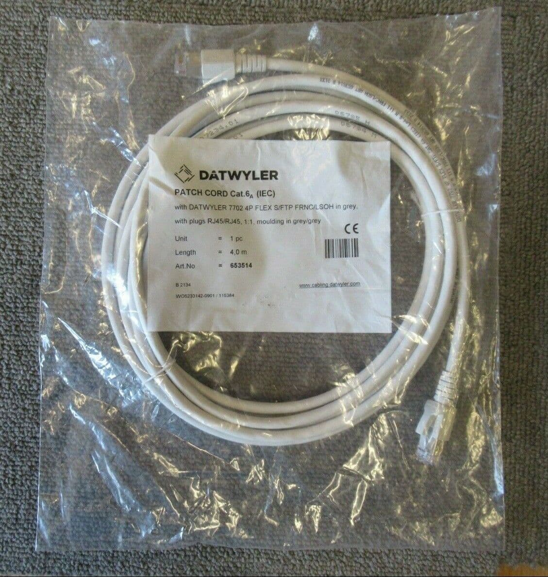 Job Lot 5 x New Datwyler 653514 RJ45 Patch Cable S/FTP Cat6 4M Grey