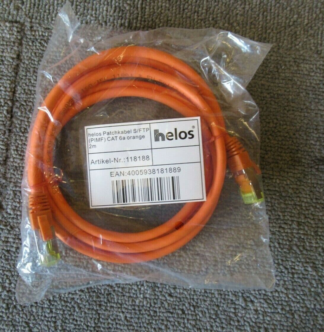 Job Lot 6 x New Helos 118188 RJ45 Patch Cable S/FTP Cat6a 2M Orange
