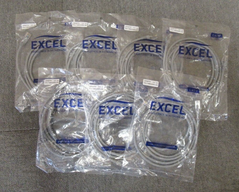 Job Lot 7 x Excel HB002MPLGE Ethernet RJ45 Male 2m Cat5e Grey UTP Patch ...