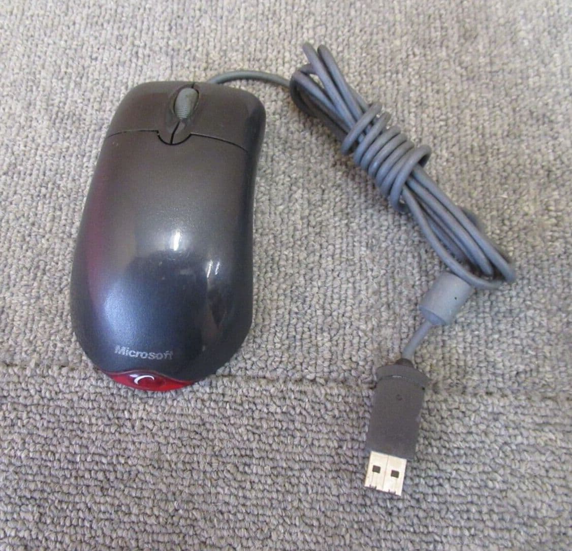 Joblot 4 x Microsoft X802380 Black Optical USB Wired 3-Button Scroll ...