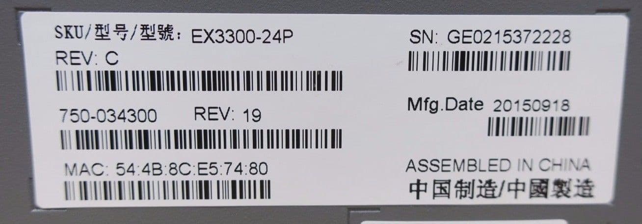 Juniper EX3300-24P EX3300 Series Ethernet Switch PoE 24-Port 4x SFP 750 ...