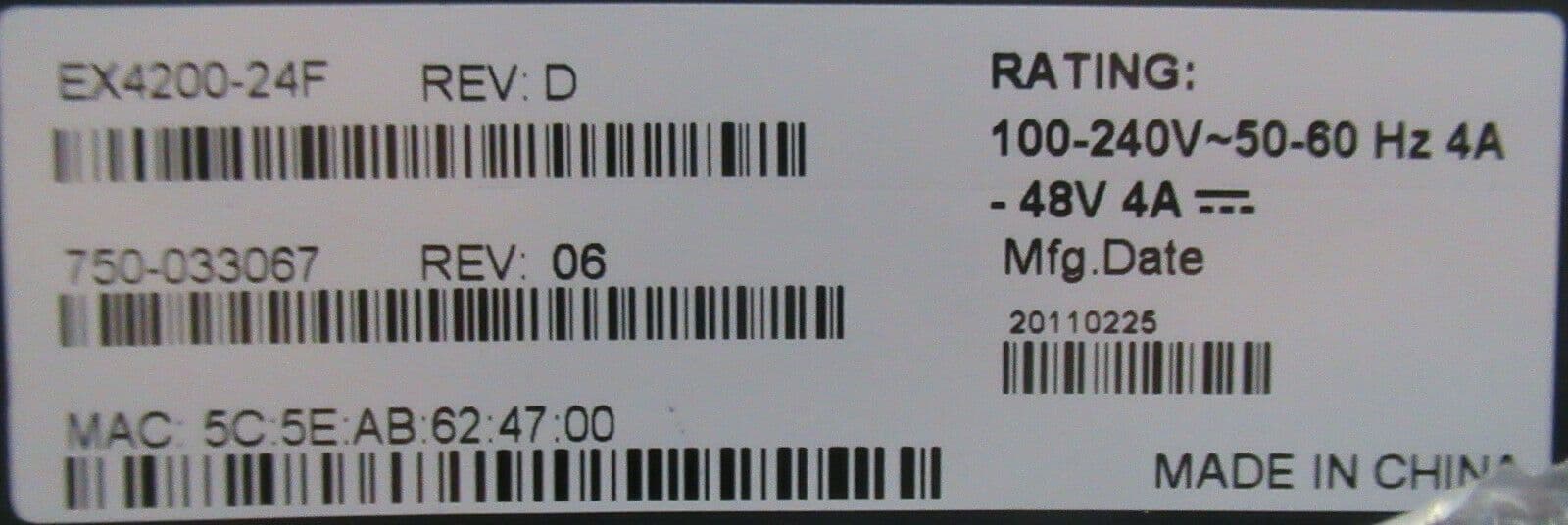 Juniper EX4200-24F EX4200 Ethernet Switch 24x 100/1000BASE-X SFP 2xAC ...