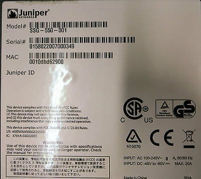 Juniper Network SSG 550 Enterprise Secure Services Security Gatew SSG ...