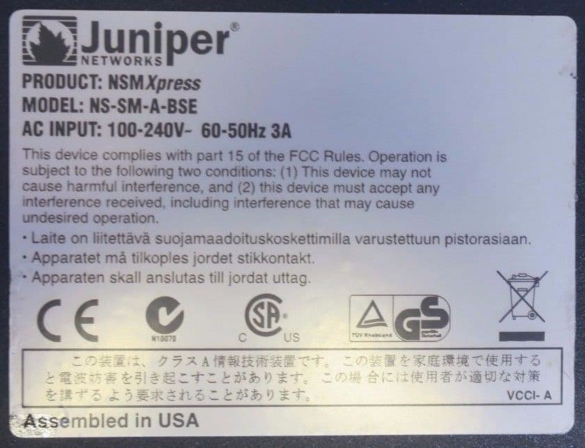 Juniper Networks NSMXpress NSM NS-SM-A-BSE High Availability Base ...