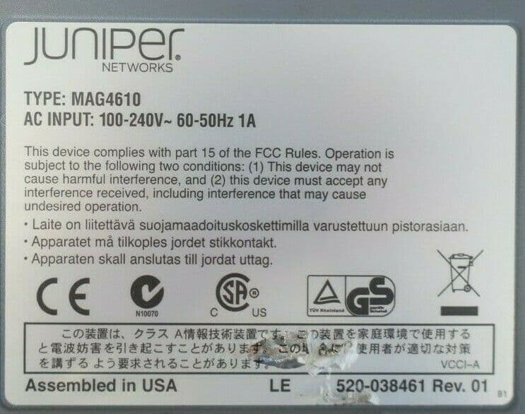 Juniper Networks Secure Junos MAG4610 - Security Appliance Gateway 1U 7 1R1