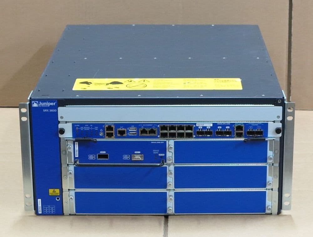 Juniper Networks SRX3600 with 2x SPC 2x NPX 1x RE 1x CRM 1x 2XGE 1x SFB