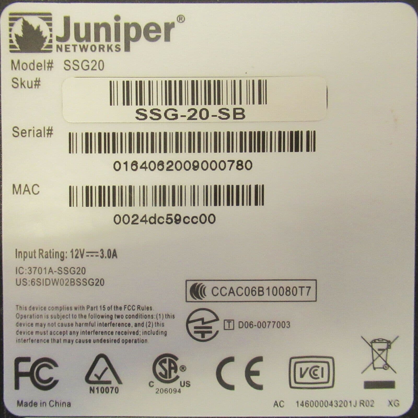 Juniper Networks SSG 20 Secure Services Gateway Security Appliance SSG ...