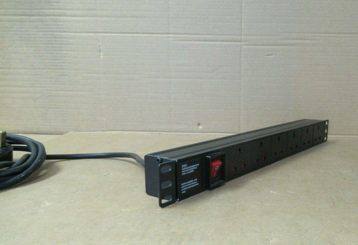 Kauden 6 Way 3 Pin UK Rackmount Rack 1U Cabinet Power Distribution Unit PDU