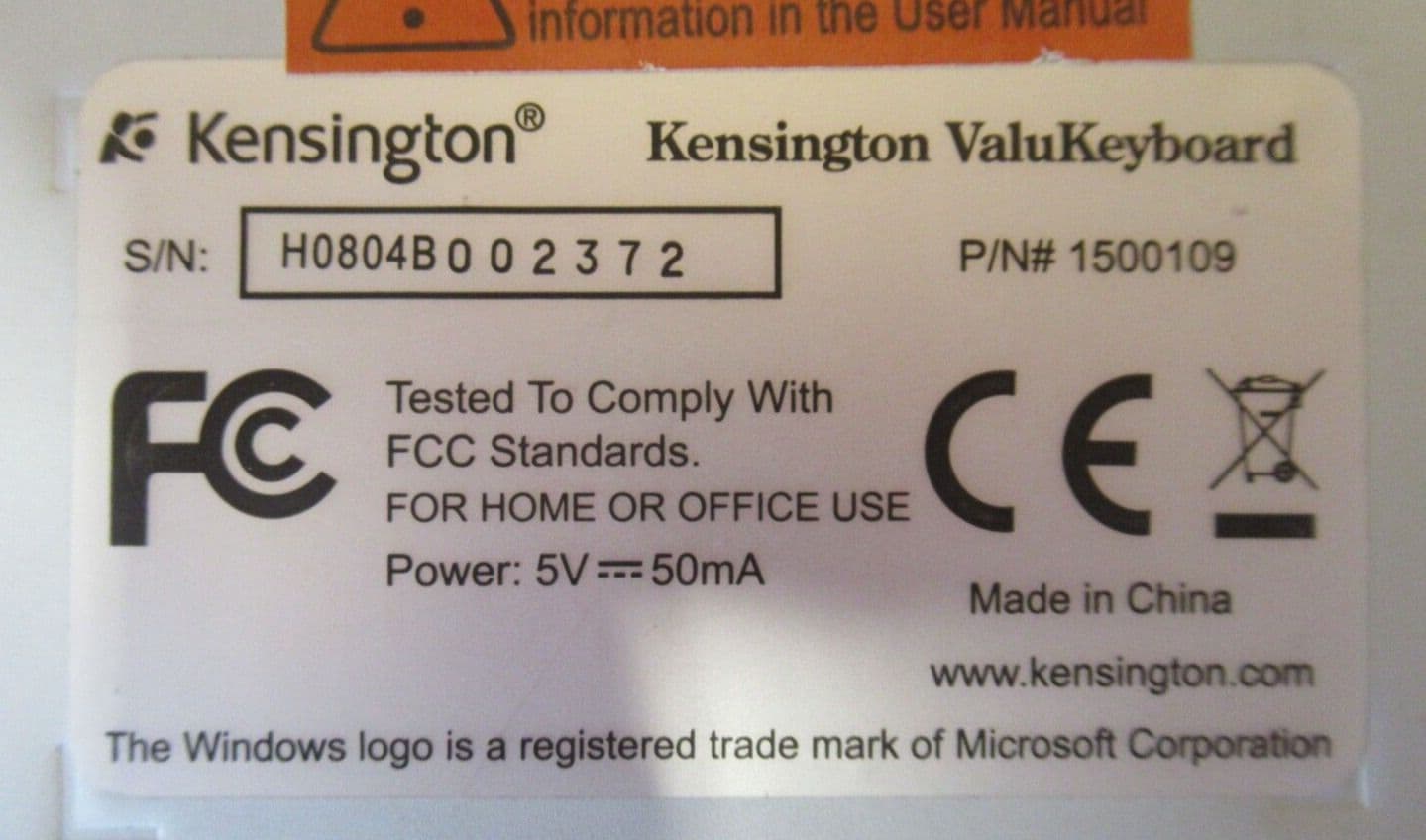 Kensington 1500109 ValuKeyboard Black USB Wired UK QWERTY Keyboard